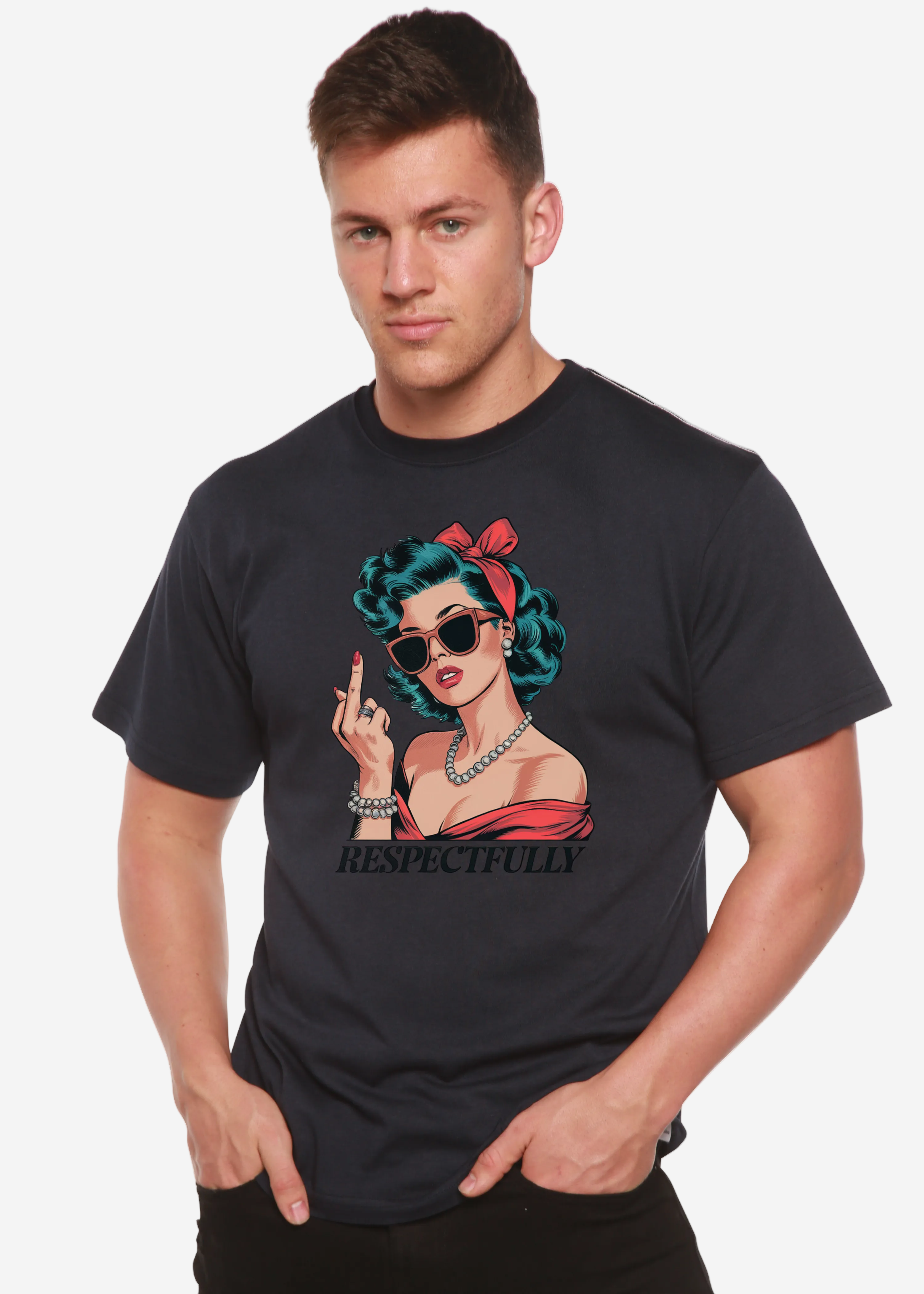 Respectfully Middle Finger Unisex Bamboo/Cotton Graphic T-Shirt – Une Pick