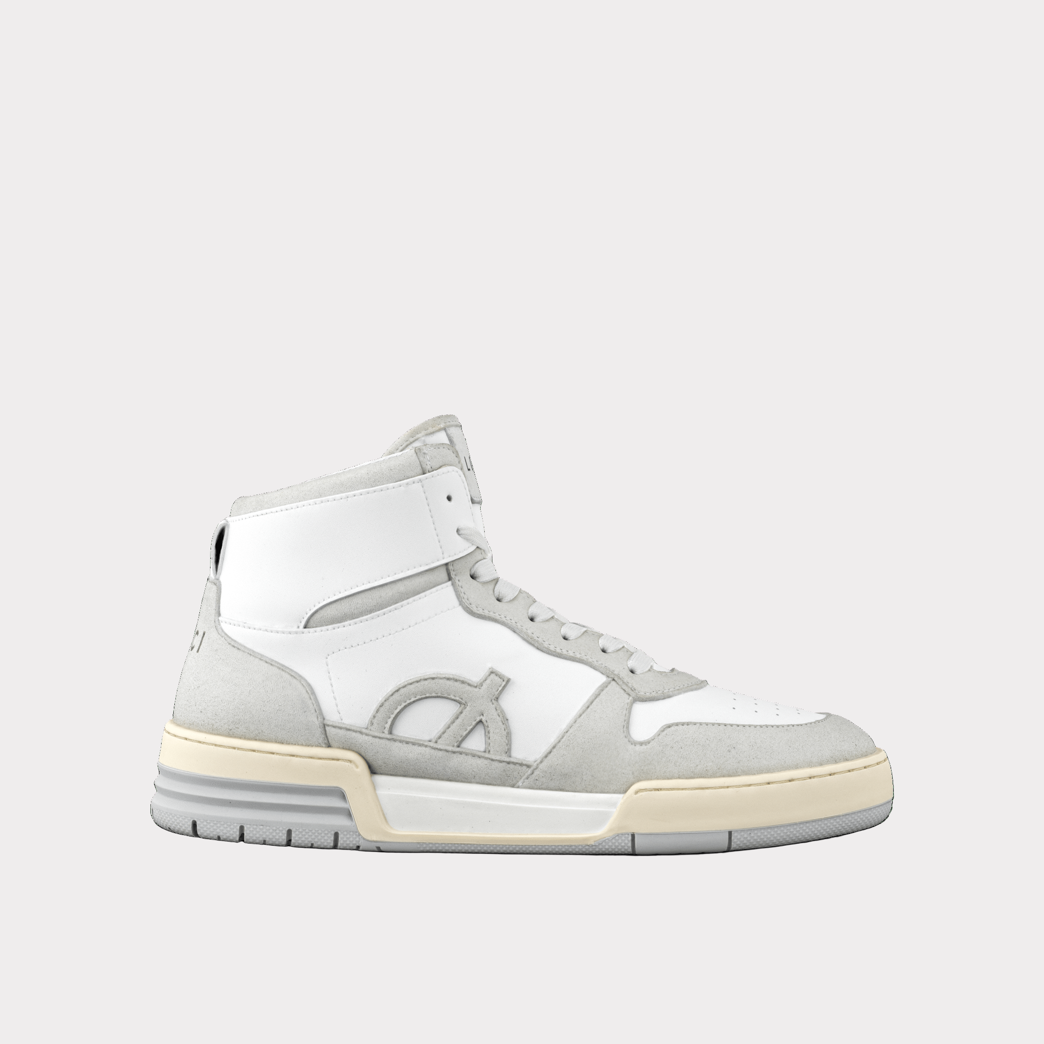 ATOM Hi-Top Sneaker | White & Light Grey – Une Pick